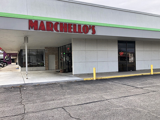 Marchello's unassuming strip mall exterior proves once again that culinary treasures often hide in the most ordinary-looking places. The red sign beckons like a lighthouse for hungry travelers.