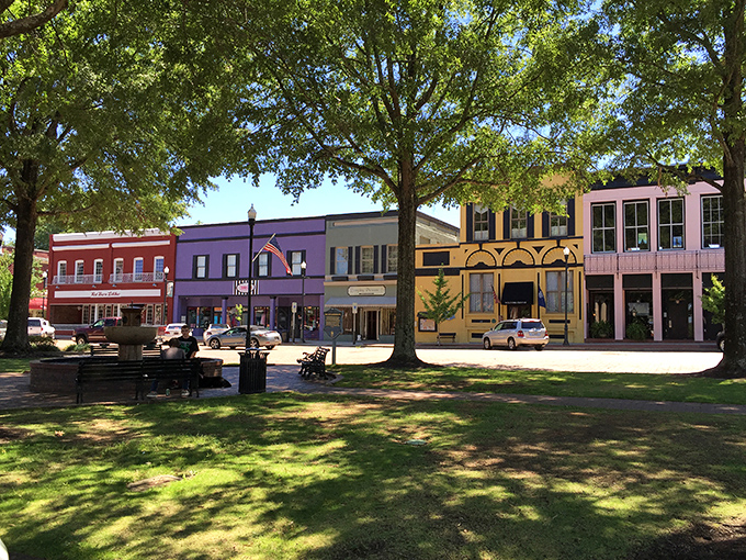 Abbeville's historic downtown storefronts stand like colorful sentinels of Southern charm, their brick sidewalks whispering tales of centuries past.