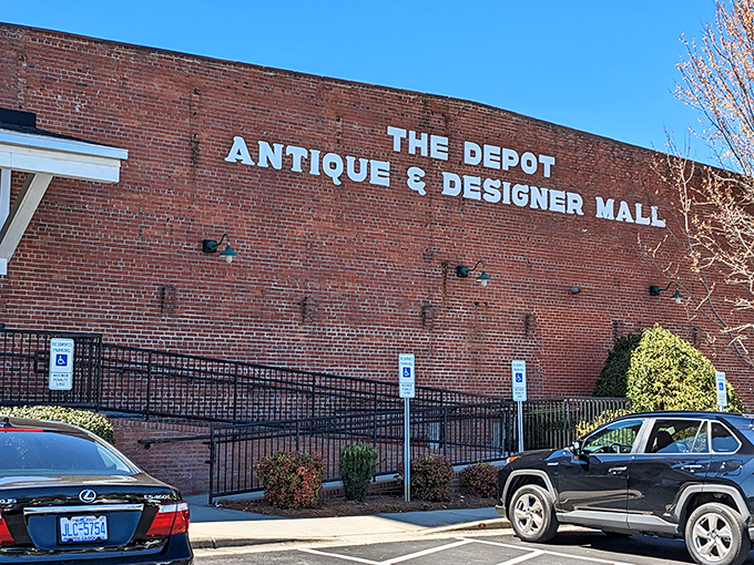 The iconic brick exterior of The Depot announces itself with no-nonsense lettering, like a treasure map that simply says "X marks the spot."