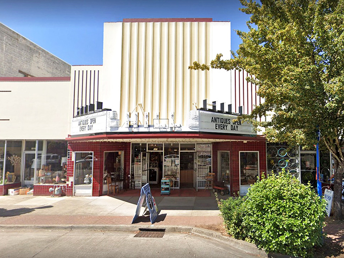 The former Hill Theatre now houses treasures instead of movies. This vintage marquee promises a different kind of entertainment&mdash;one where you're the star of your own treasure hunt.