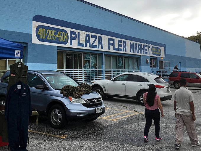 The unassuming blue exterior of North Point Plaza Flea Market belies the treasure trove waiting inside. Like a retail TARDIS, it's much bigger on the inside.