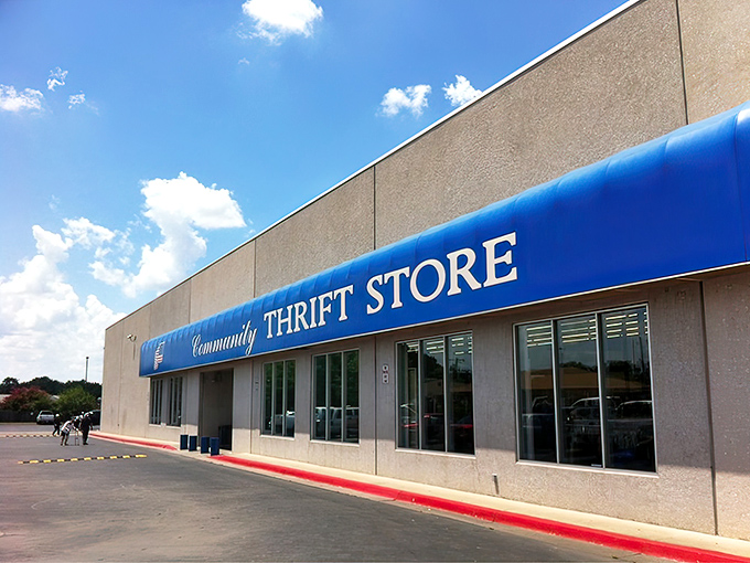 The unassuming blue awning of Community Thrift Store beckons like a portal to treasure-hunting paradise. Oklahoma's bargain hunters know what awaits inside.