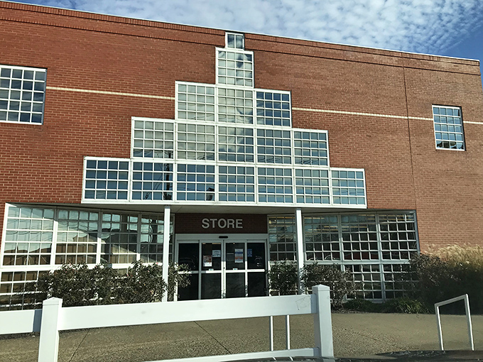 The brick facade with its distinctive glass-block windows isn't just a building&mdash;it's the gateway to bargain paradise in Evansville.