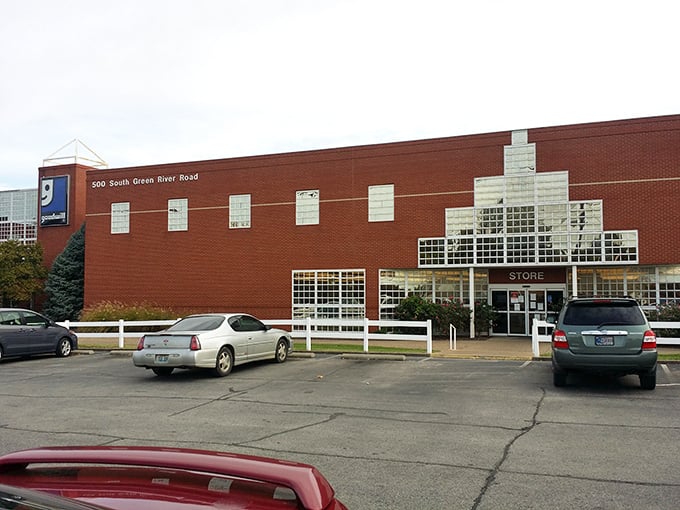 The brick facade with its distinctive glass-block windows isn't just a building&mdash;it's the gateway to bargain paradise in Evansville.