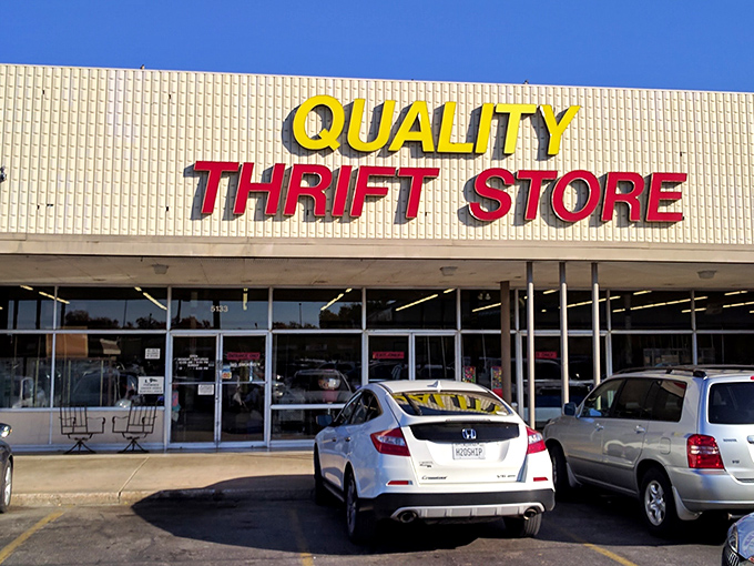 The yellow brick road to bargain heaven! Quality Thrift Store's unassuming exterior houses treasures that would make any Oklahoma treasure hunter's heart skip a beat.