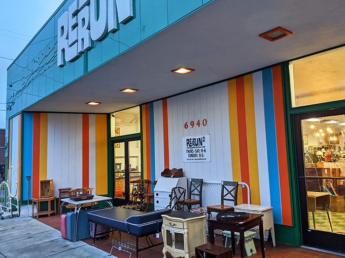 The turquoise facade with rainbow stripes isn't just a storefront&mdash;it's a declaration that what awaits inside isn't your average shopping experience. 