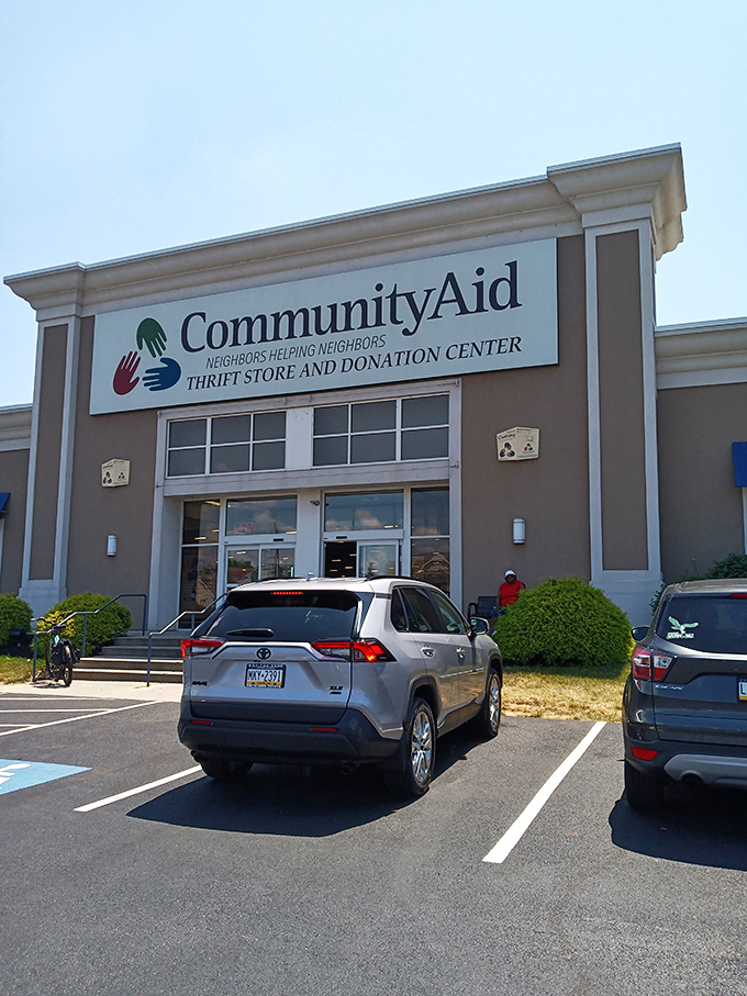 Welcome to the mothership of secondhand treasures! CommunityAid's exterior promises a universe of bargains waiting to be discovered inside.