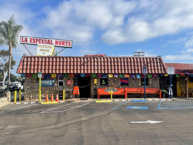 The unassuming exterior of La Especial Norte hides culinary treasures like a pirate's chest disguised as a mailbox. Authenticity begins at the stone facade.