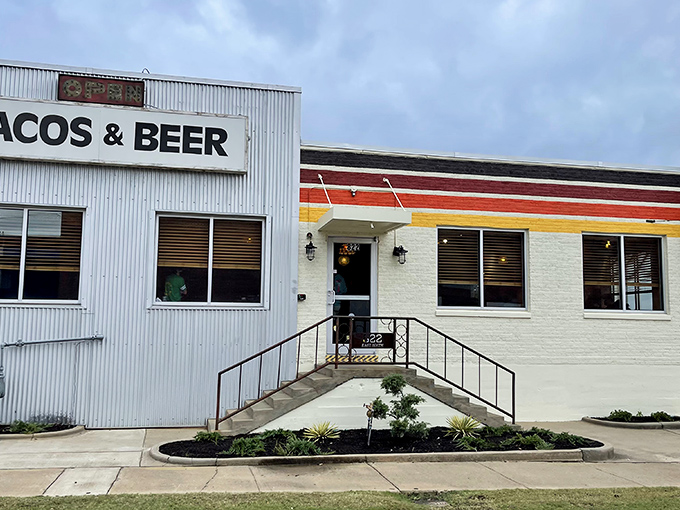 The "TACOS & BEER" sign isn't just a promise—it's a mission statement. Camp Taco's exterior blends retro charm with modern flair, like your favorite summer camp grew up and got cool.