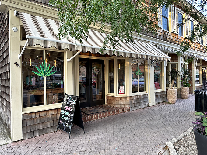 Agave's charming exterior blends seamlessly into Lewes' historic streetscape, those striped awnings practically whispering "come in, the tacos are waiting."