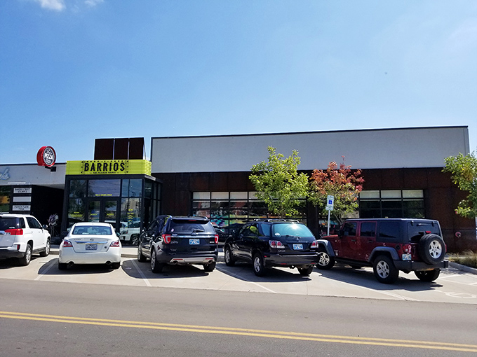 The eye-catching yellow facade of Barrios isn't just a sign&mdash;it's a beacon of hope for your taste buds in Oklahoma City's Midtown district.