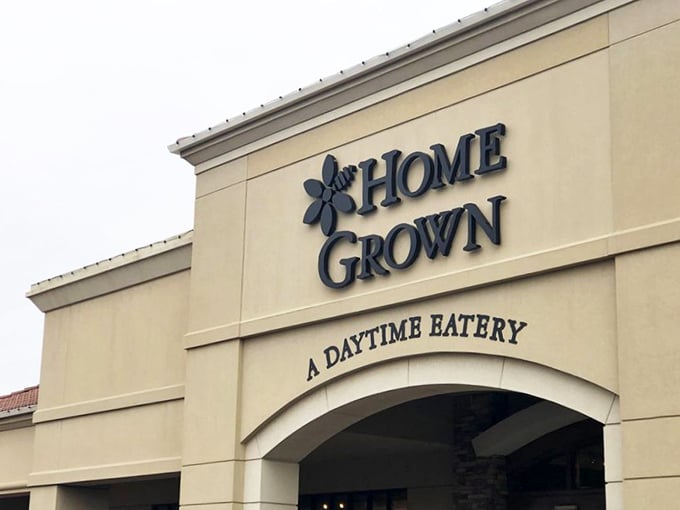 HomeGrown's welcoming exterior at Bradley Fair promises breakfast bliss beyond those doors. The daytime eatery's clean lines and simple signage hint at the culinary magic waiting inside.
