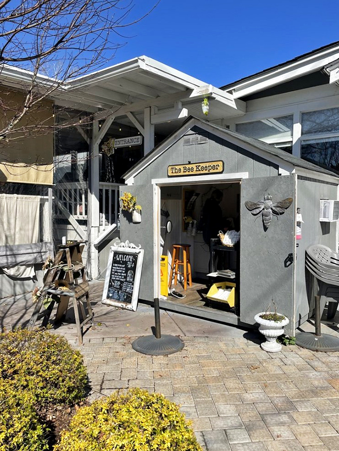 The Bee Keeper entrance welcomes you with its rustic charm. Like finding a secret garden where breakfast dreams come true.