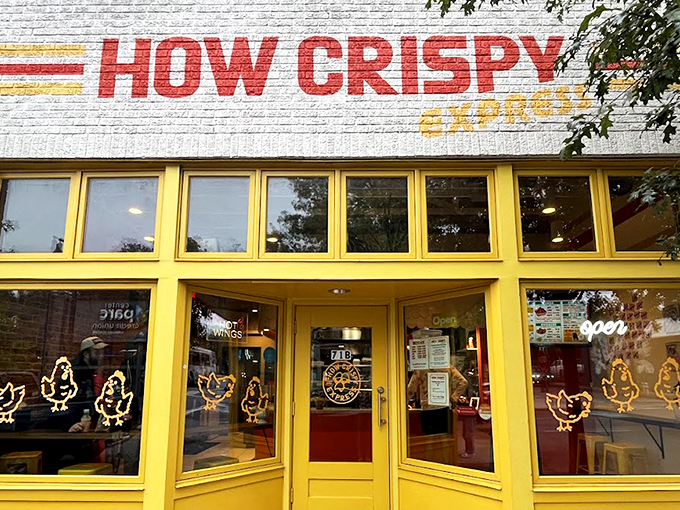 The sunshine-yellow exterior of How Crispy Express isn't just a building&mdash;it's a promise of the golden, crispy treasures waiting inside.
