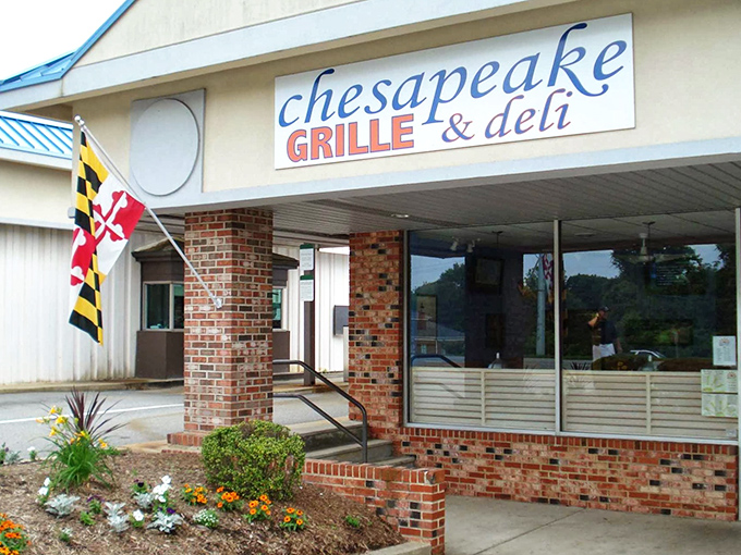 The unassuming exterior of Chesapeake Grille & Deli hides culinary treasures within, like a delicious speakeasy for burger enthusiasts.