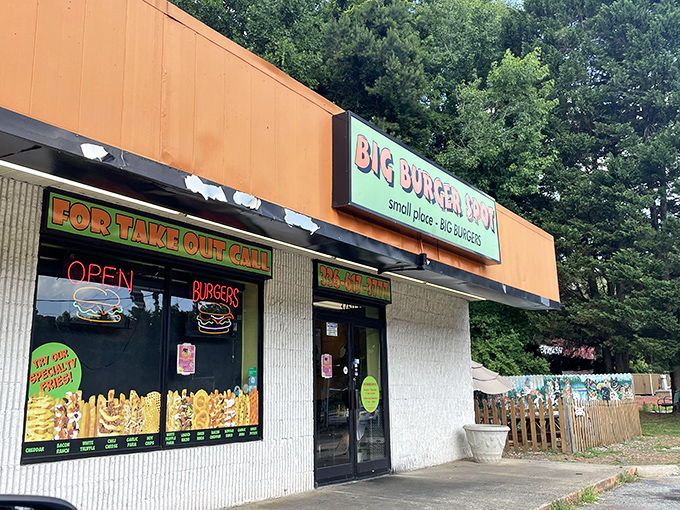 The bright orange exterior isn't subtle, but neither are the burgers inside. Like a beacon for the burger-obsessed, Big Burger Spot keeps its promise right on the sign.