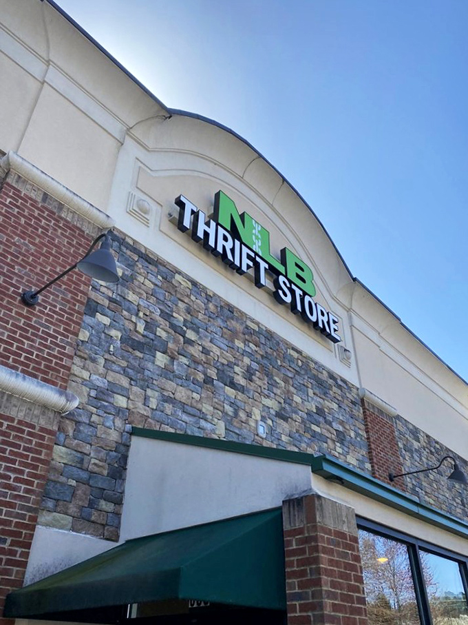 The stone-and-brick exterior with that signature bright green signage serves as a beacon for bargain hunters throughout Woodstock. Hidden treasures await inside!