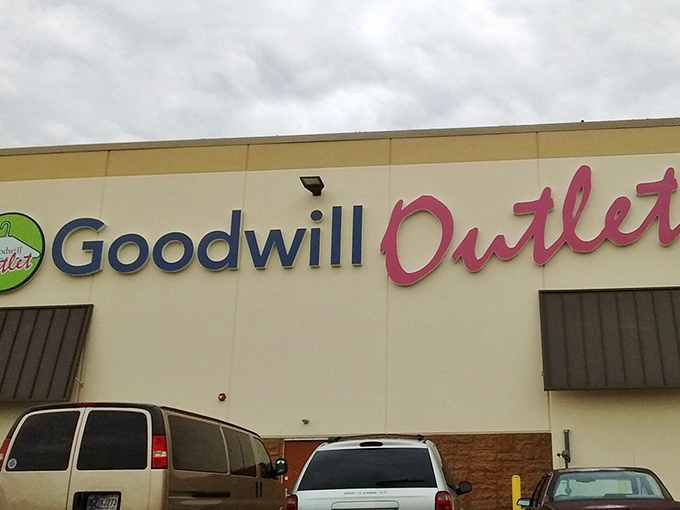 Like a retail speakeasy for the bargain-obsessed, the Greenwood Goodwill Outlet's unassuming exterior hides a treasure trove of possibilities waiting just behind those doors.