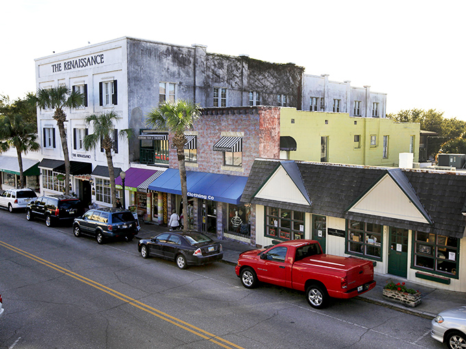 Mount Dora's downtown strip looks like it was designed by someone who actually likes people—colorful buildings, palm trees, and not a chain store in sight.