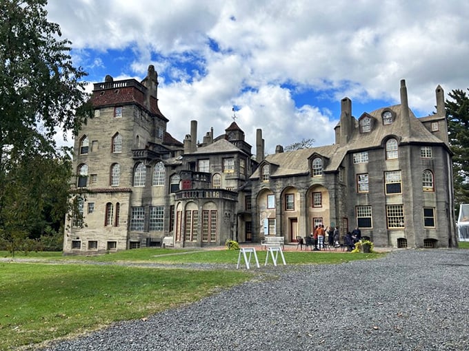 Fonthill Castle stands like a medieval mirage in suburban Pennsylvania, its concrete towers defying both gravity and conventional home design sensibilities.
