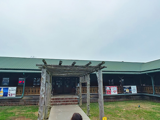 The rustic wooden exterior of Mi Viejo Carrollton welcomes you like an old friend, complete with a charming pergola entrance that practically whispers "come hungry."