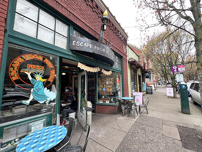 The unassuming brick exterior of Escape from New York Pizza on NW 23rd Avenue promises zero pretension and maximum flavor.