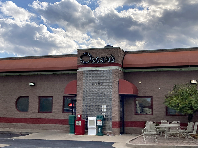 Oscar's Classic Diner stands proudly on Missouri Boulevard, its brick exterior and maroon awnings promising comfort food treasures within. No fancy frills needed here.