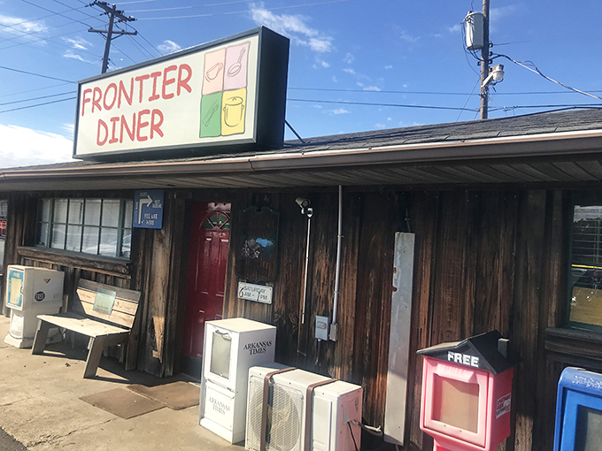 The unassuming wooden exterior of Frontier Diner stands as a beacon to breakfast enthusiasts across Little Rock&mdash;no fancy facade needed when the food speaks this loudly. 
