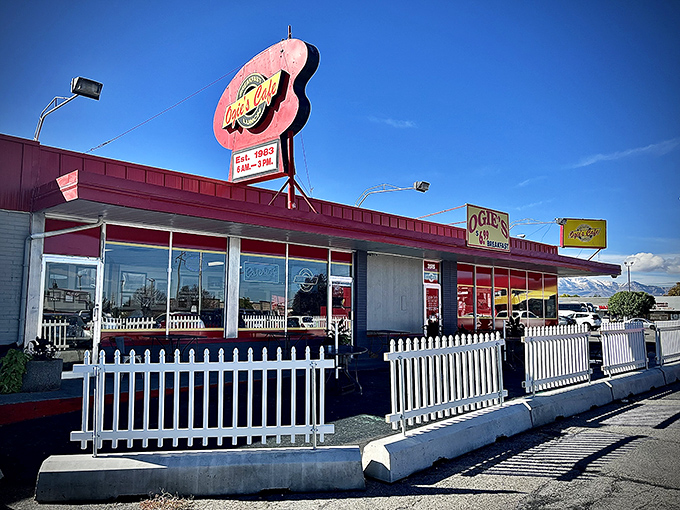 Ogie's bright yellow sign beckons hungry travelers like a breakfast lighthouse in West Valley City's sea of strip malls.