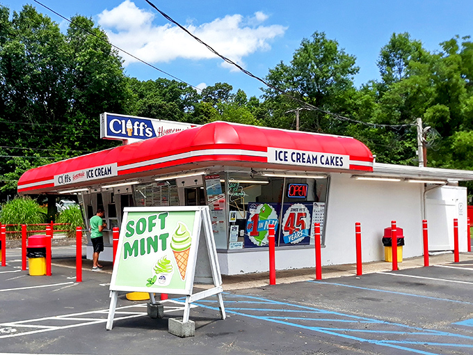 The iconic red awning of Cliff's beckons like a desert mirage, except instead of water, it promises something far better&mdash;homemade ice cream that'll change your life.