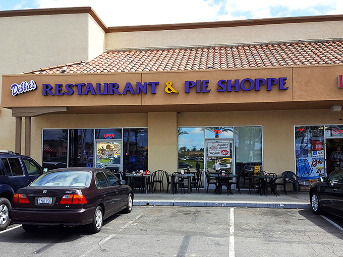 The purple lettering says it all &ndash; this isn't just a restaurant, it's a pie sanctuary where calories fear to tread and diet plans go to die. 