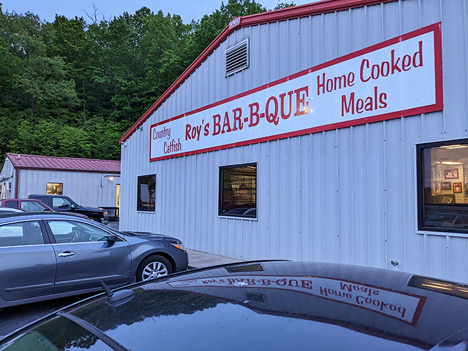 The unassuming exterior of Roy's BAR-B-QUE in Russellville might not stop traffic, but locals know this building houses smoky treasures worth any detour.