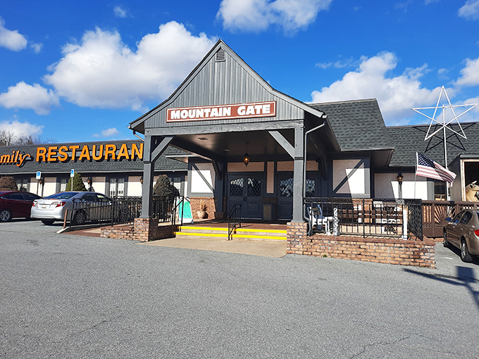 The unassuming exterior of Mountain Gate Family Restaurant stands like a culinary lighthouse in Thurmont, beckoning hungry travelers with its no-nonsense promise of home-style cooking.