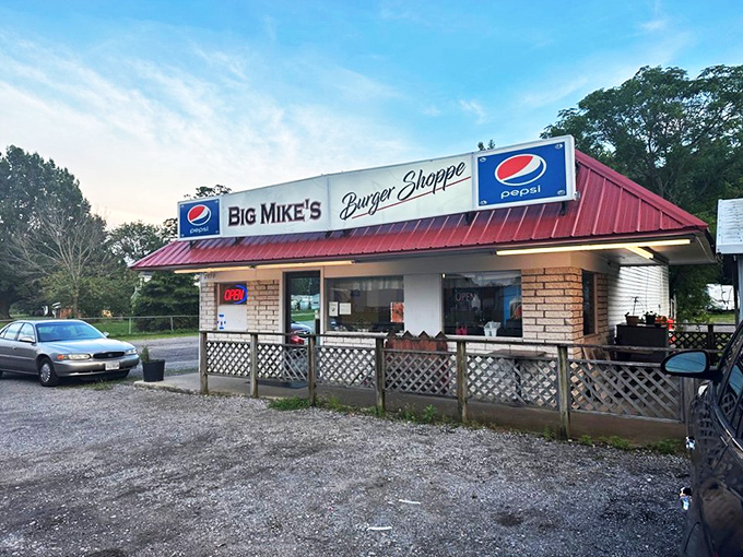 The humble roadside exterior of Big Mike's belies the burger greatness within, like finding a diamond in a gravel parking lot.