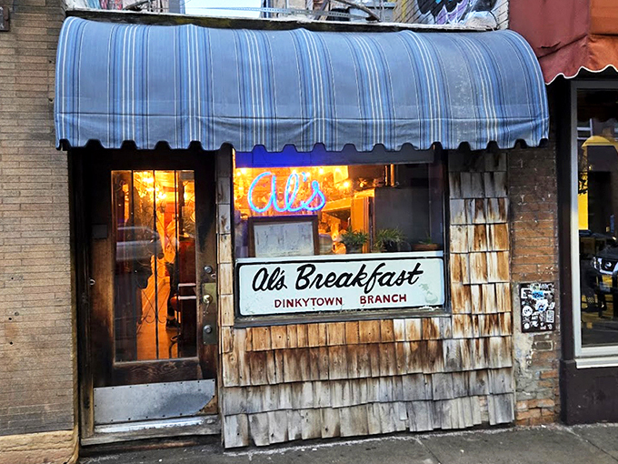 The unassuming storefront that launched a thousand breakfast dreams. Al's blue awning and weathered shingles have welcomed hungry Minnesotans for generations.
