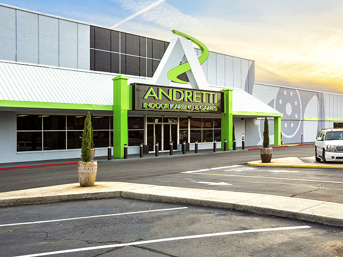 The iconic green "A" welcomes thrill-seekers to Andretti Indoor Karting & Games, where Marietta residents trade ordinary afternoons for extraordinary adventures.