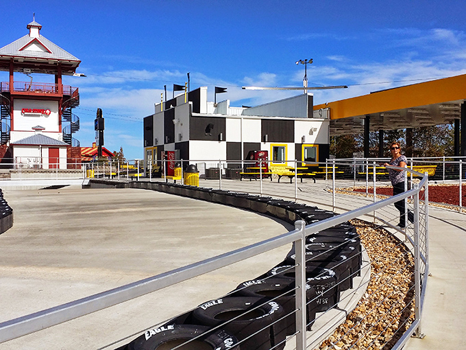 The winding concrete track at Xtreme Racing Center beckons speed enthusiasts with its professional-grade curves and tire barriers. Formula 1 dreams on a Branson budget! 