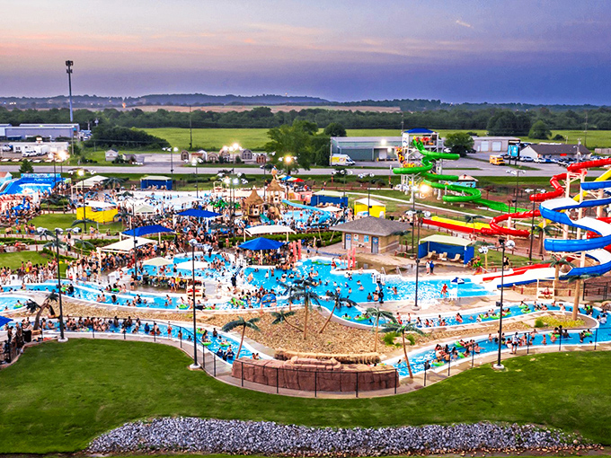 A bird's-eye view of aquatic paradise &ndash; where blue pools stretch like sapphires against the Arkansas landscape and adventure awaits around every corner.
