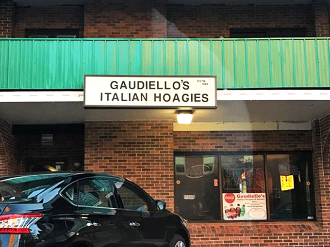 The gateway to sandwich paradise! Gaudiello's storefront promises "Sandwiches Handcrafted by the Family" &ndash; words that warm the heart and awaken the appetite.