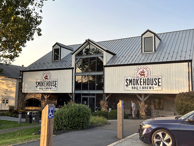 The barn-like exterior isn't just architectural&mdash;it's truth in advertising. This wooden temple to "Low N' Slow" barbecue promises smoke-kissed delights within. 