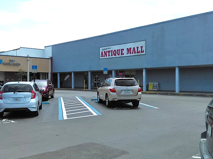 The unassuming exterior hides a universe of treasures within. Like finding a secret portal to the past right off a Florida highway.