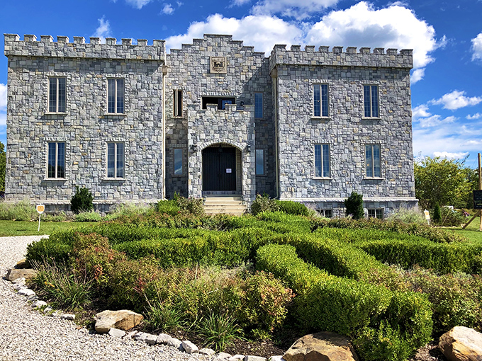 The stone facade of Clayshire Castle rises majestically from the Indiana countryside, proving that you don't need a passport to feel like royalty for a weekend.
