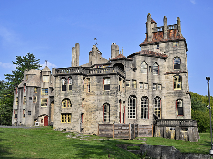 Fonthill Castle stands like a medieval mirage in suburban Pennsylvania, its concrete towers defying both gravity and conventional home design sensibilities.