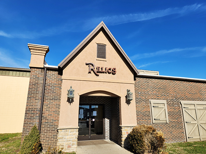 The humble brick entrance to Relics belies the time-traveling adventure waiting inside &ndash; Missouri's own TARDIS of treasures and trinkets.
