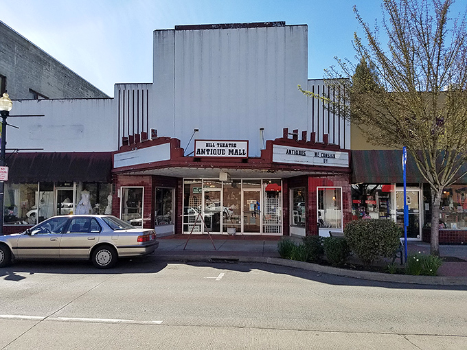 The former Hill Theatre now houses treasures instead of movies. This vintage marquee promises a different kind of entertainment&mdash;one where you're the star of your own treasure hunt.