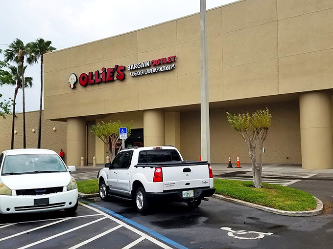 The unassuming exterior of Ollie's Bargain Outlet in Kissimmee &ndash; where retail therapy meets actual therapy for your wallet.