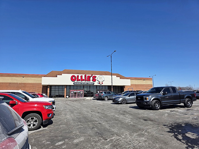 The unassuming exterior of Ollie's in Overland Park hides a treasure trove within. Like finding a secret passage in an ordinary-looking wall, this place delivers unexpected joy.