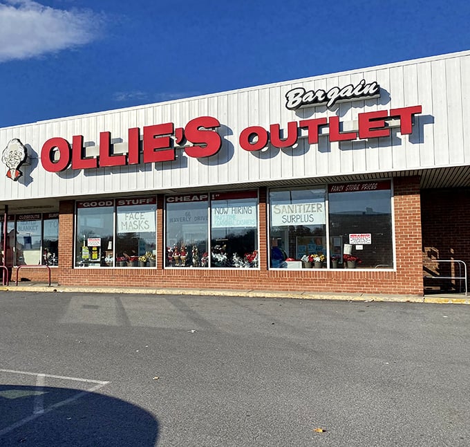 The iconic red Ollie's sign beckons like a lighthouse for bargain hunters. "Good Stuff Cheap" isn't just a slogan&mdash;it's a solemn promise.