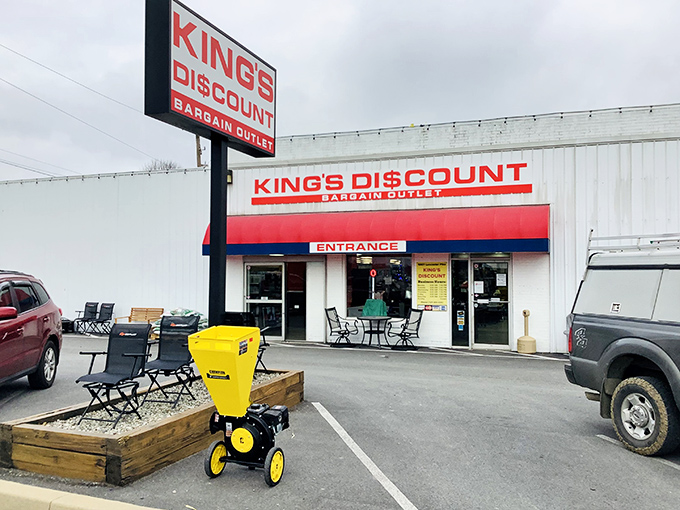 The classic red awning and bold signage announce your arrival at bargain paradise. No fancy frills needed when the deals inside speak volumes. 
