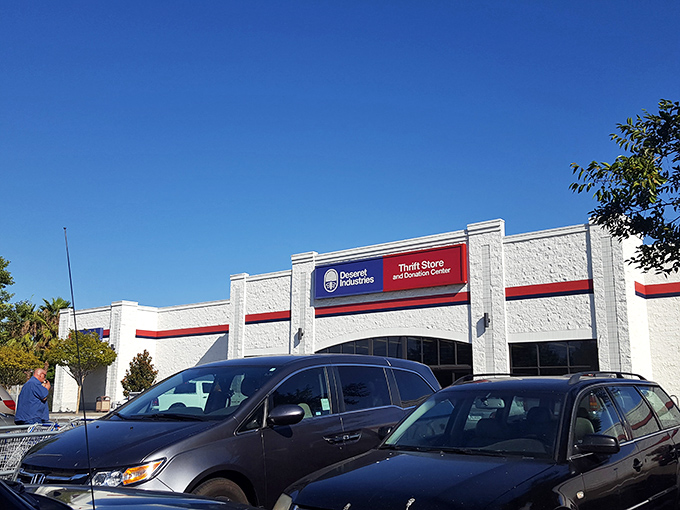 The treasure hunt begins! Deseret Industries' unassuming exterior hides a wonderland of secondhand gems waiting to be discovered inside these Sacramento walls.